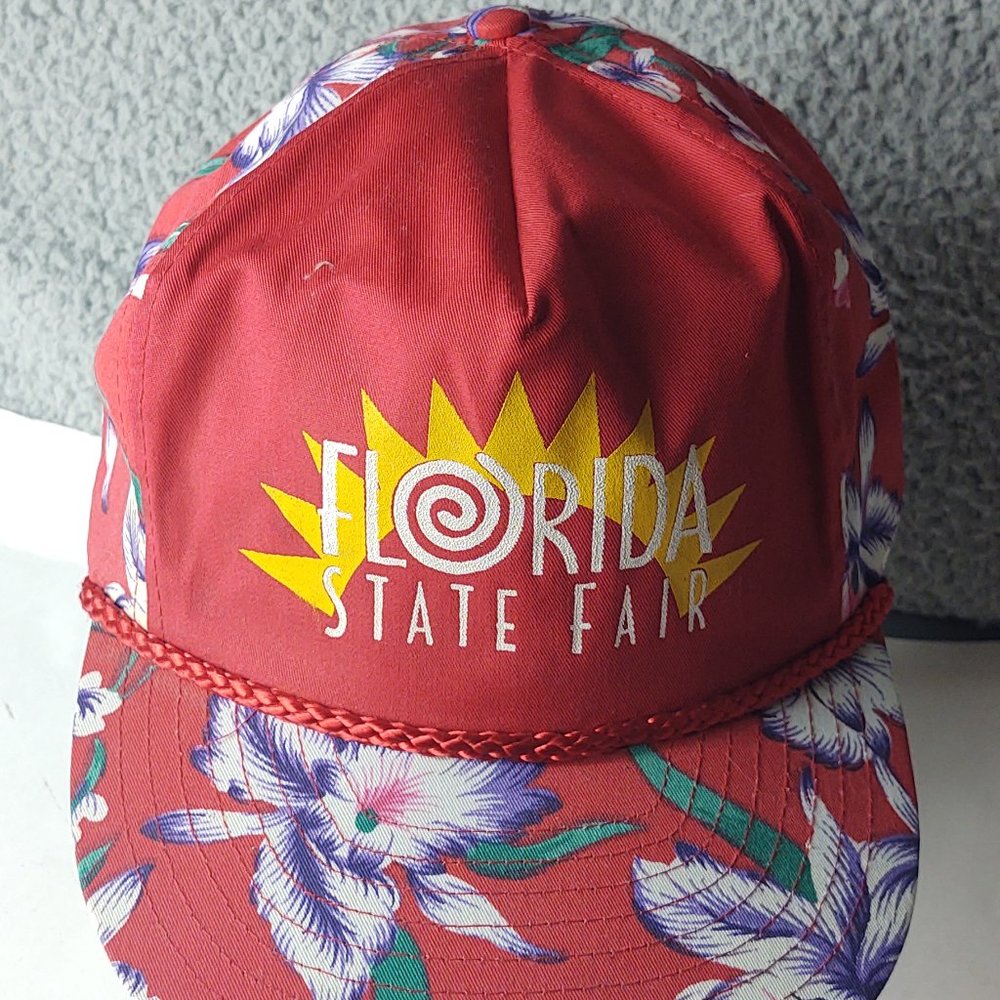 Vintage Florida State Fair Snapback Cap Hat Red - Gem